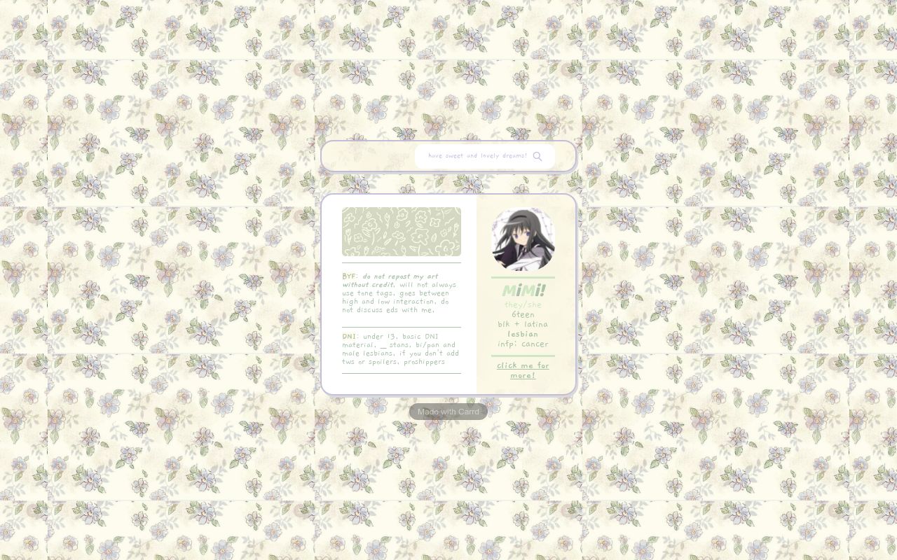 ˚ ༘♡ ⋆ mimi´s carrd!